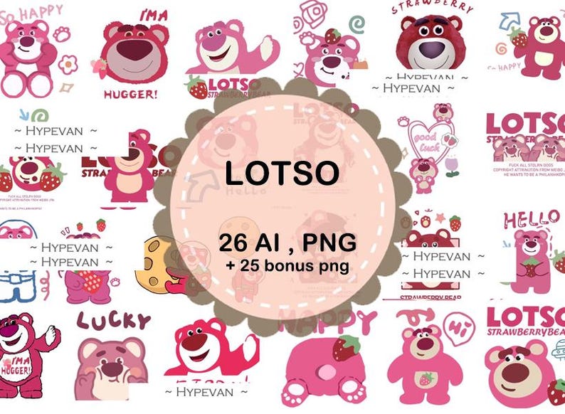 21 Lotso Bear + Bonus AI PNG Obra de arte digital grande para imprimir ...