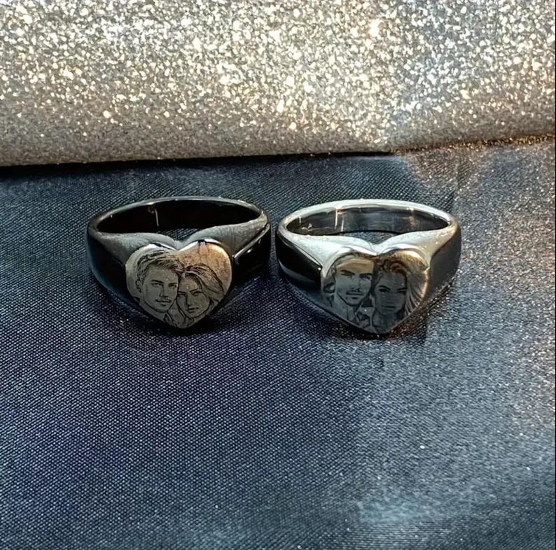 Custom Engraved Portrait Ring Stainless Steel Band for Men & Women - Etsy
