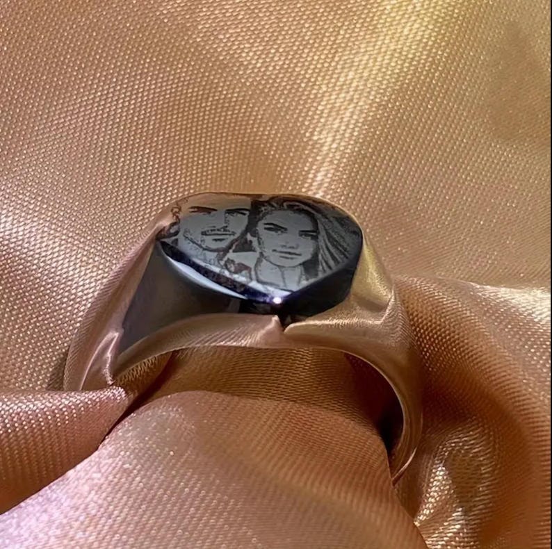 Custom Engraved Portrait Ring Stainless Steel Band for Men & Women - Etsy