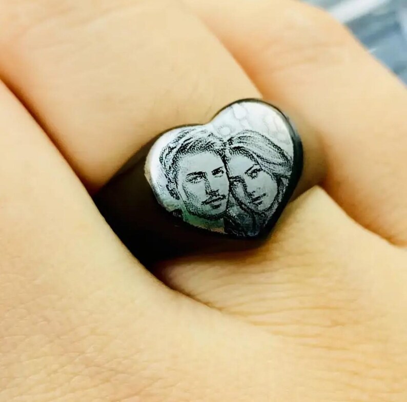 Custom Engraved Portrait Ring Stainless Steel Band for Men & Women - Etsy