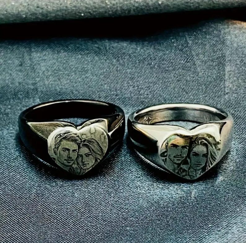 Custom Engraved Portrait Ring Stainless Steel Band for Men & Women - Etsy