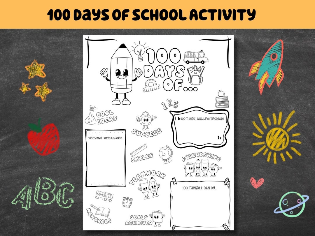 100 DAYS OF SCHOOL - Printable Kids Activity - 100th Day Worksheet ...