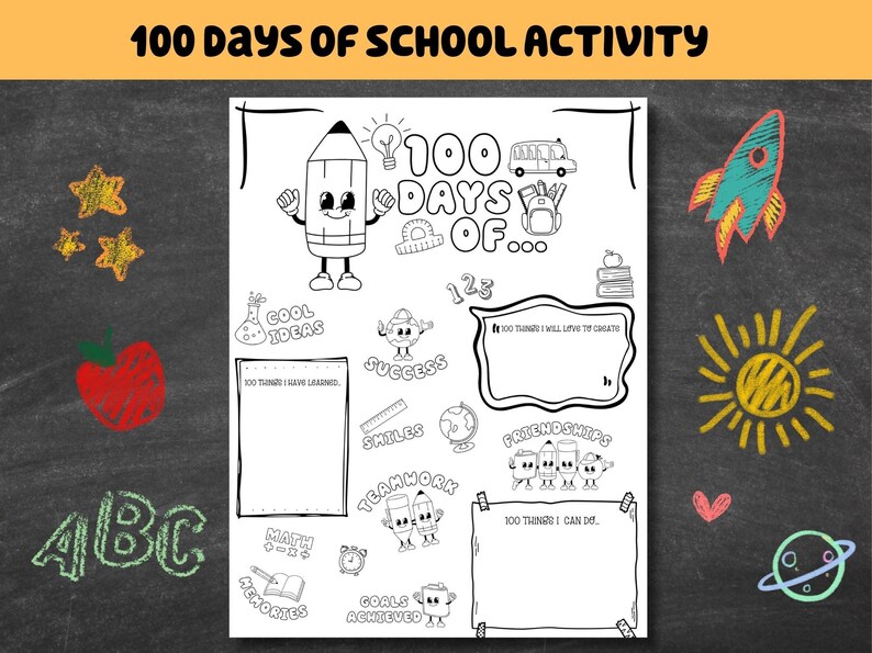 100 DAYS OF SCHOOL - Printable Kids Activity - 100th Day Worksheet ...