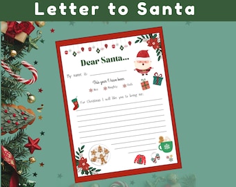Letter to Santa, Kids Letter to Santa, Printable Letter to Santa, Kids ...