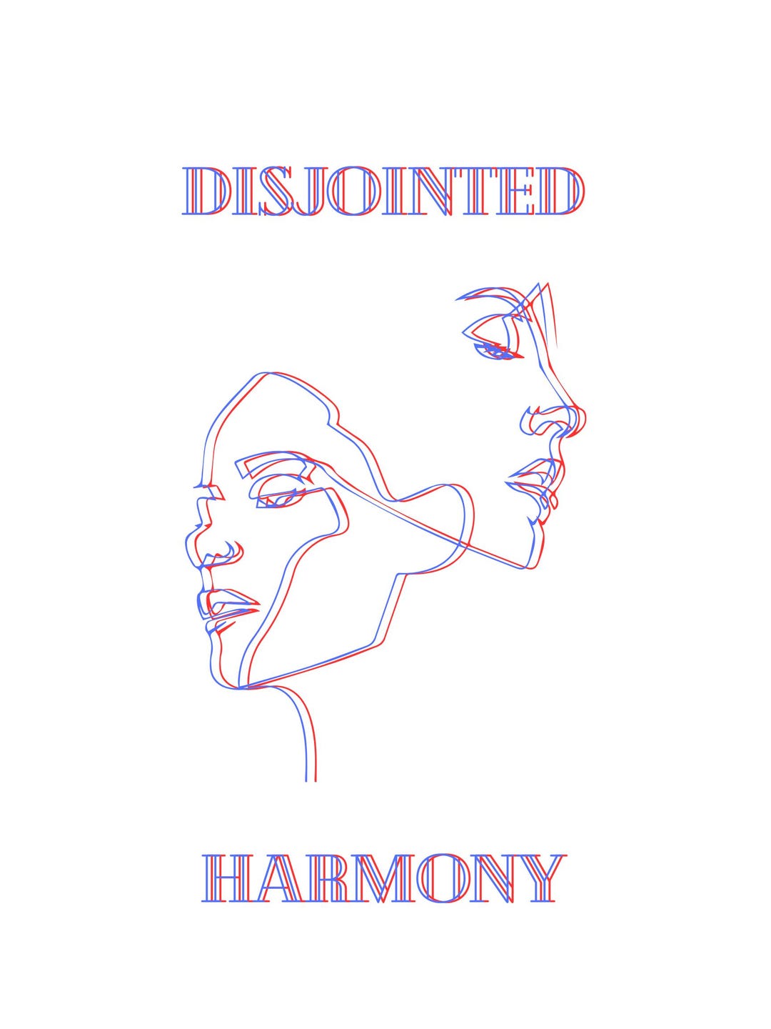 Minimalist Art - Feminine - Disjointed - Harmony - Anaglyph - Blue and ...