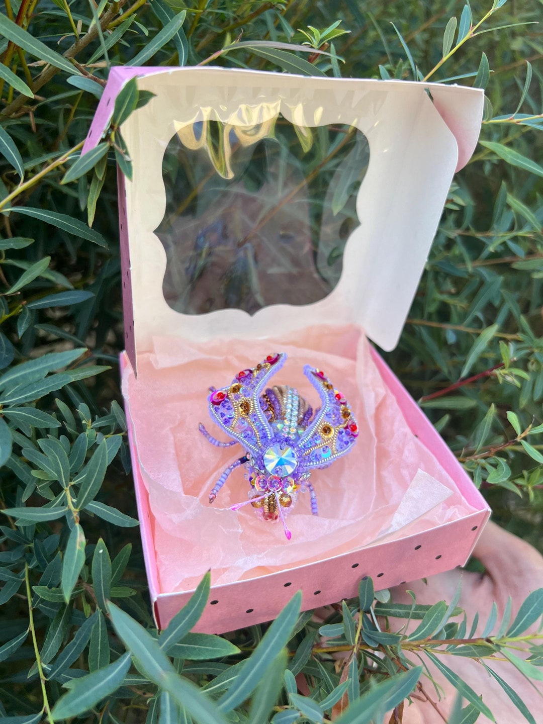 Swarovski Beaded Beetle, Beetle With Swarovski Stones, Lilac Beetle ...