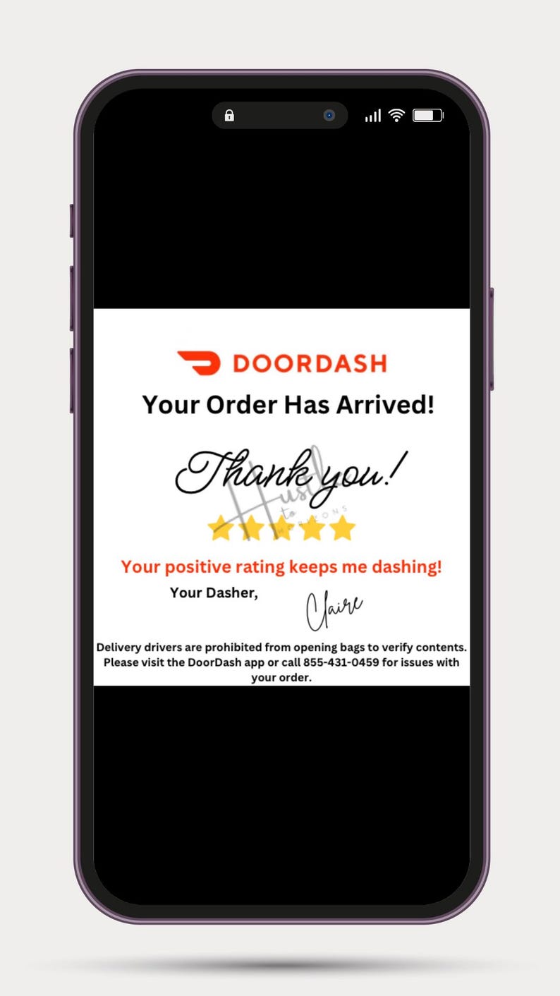 Doordash Rating Text for Delivery Drivers, Customized Digital Download ...