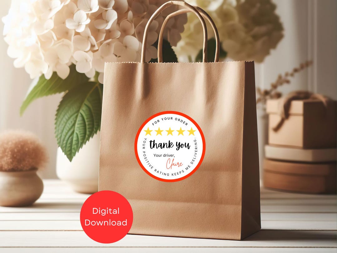 Thank You Sticker, Customized Digital Download, Printable Round Sticker ...