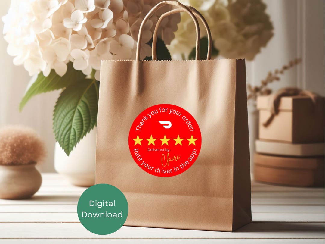 Doordash Thank You Sticker, Customized Digital Download, Printable ...