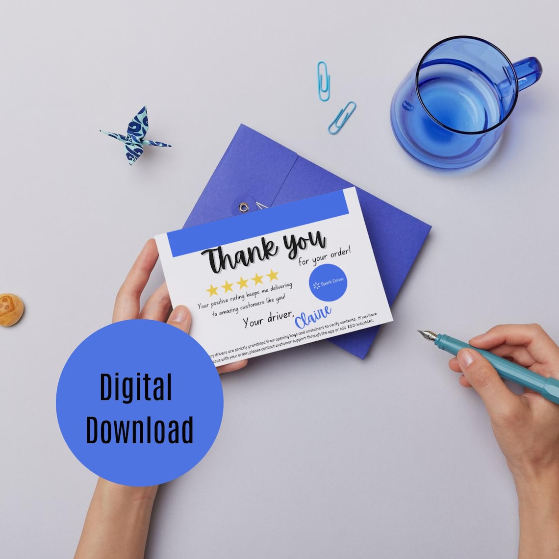 Spark Driver Digital Printable Thank You Card for Delivery Drivers ...
