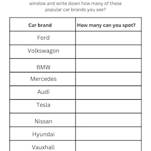Car Brand Search Printable | Fun Kids Road Trip Game | Travel Activity ...