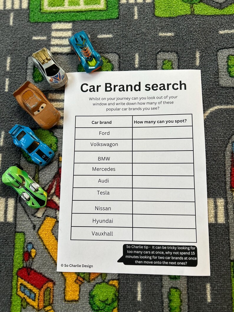 Car Brand Search Printable | Fun Kids Road Trip Game | Travel Activity ...