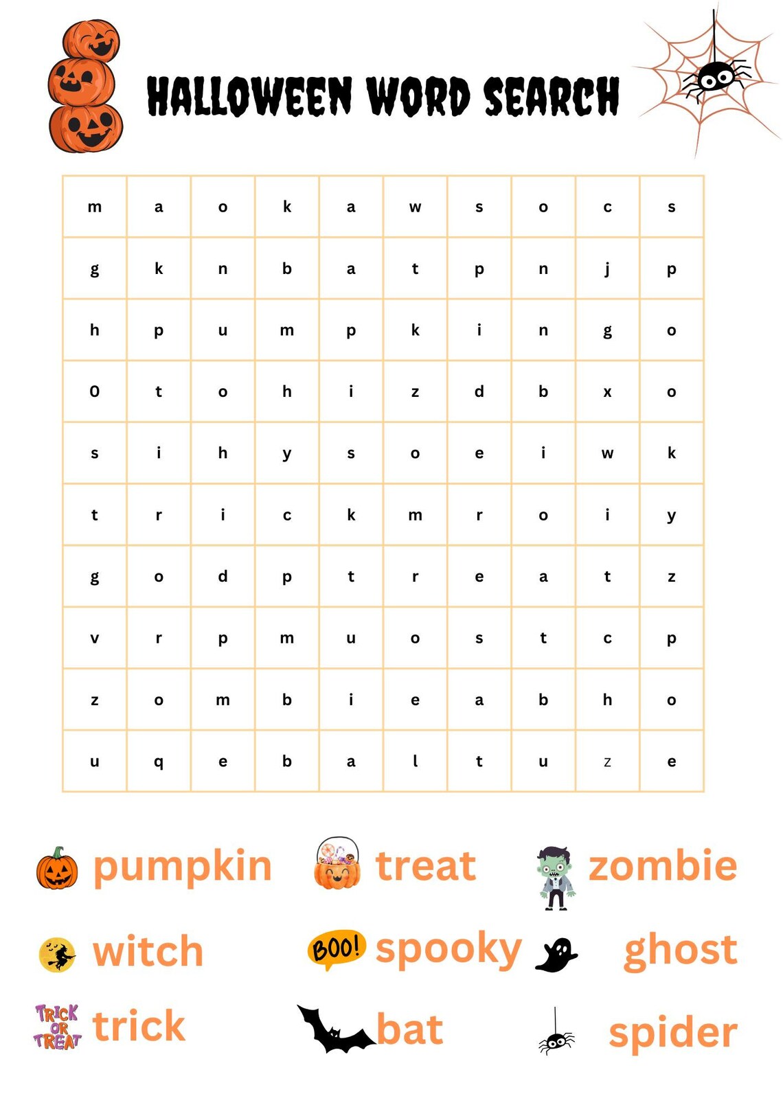 Halloween Themed Wordsearch Activity Sheet for Kids - Etsy UK