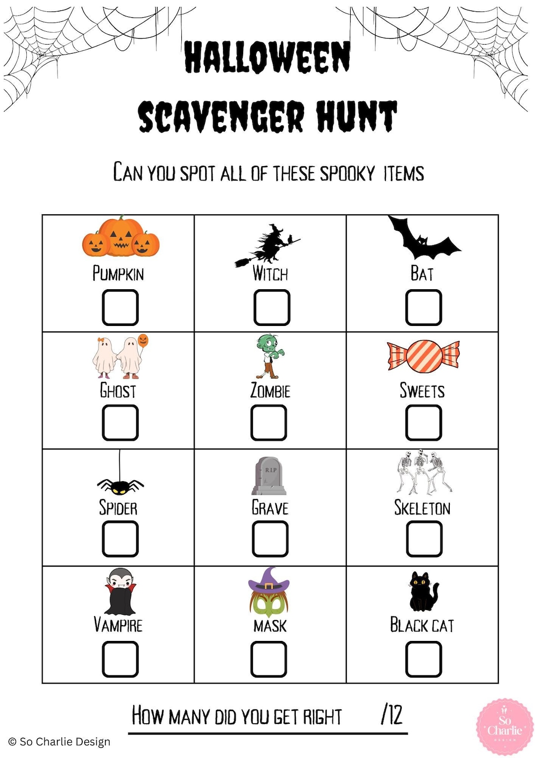Halloween Scavenger Hunt Activity Sheet for Kids - Etsy