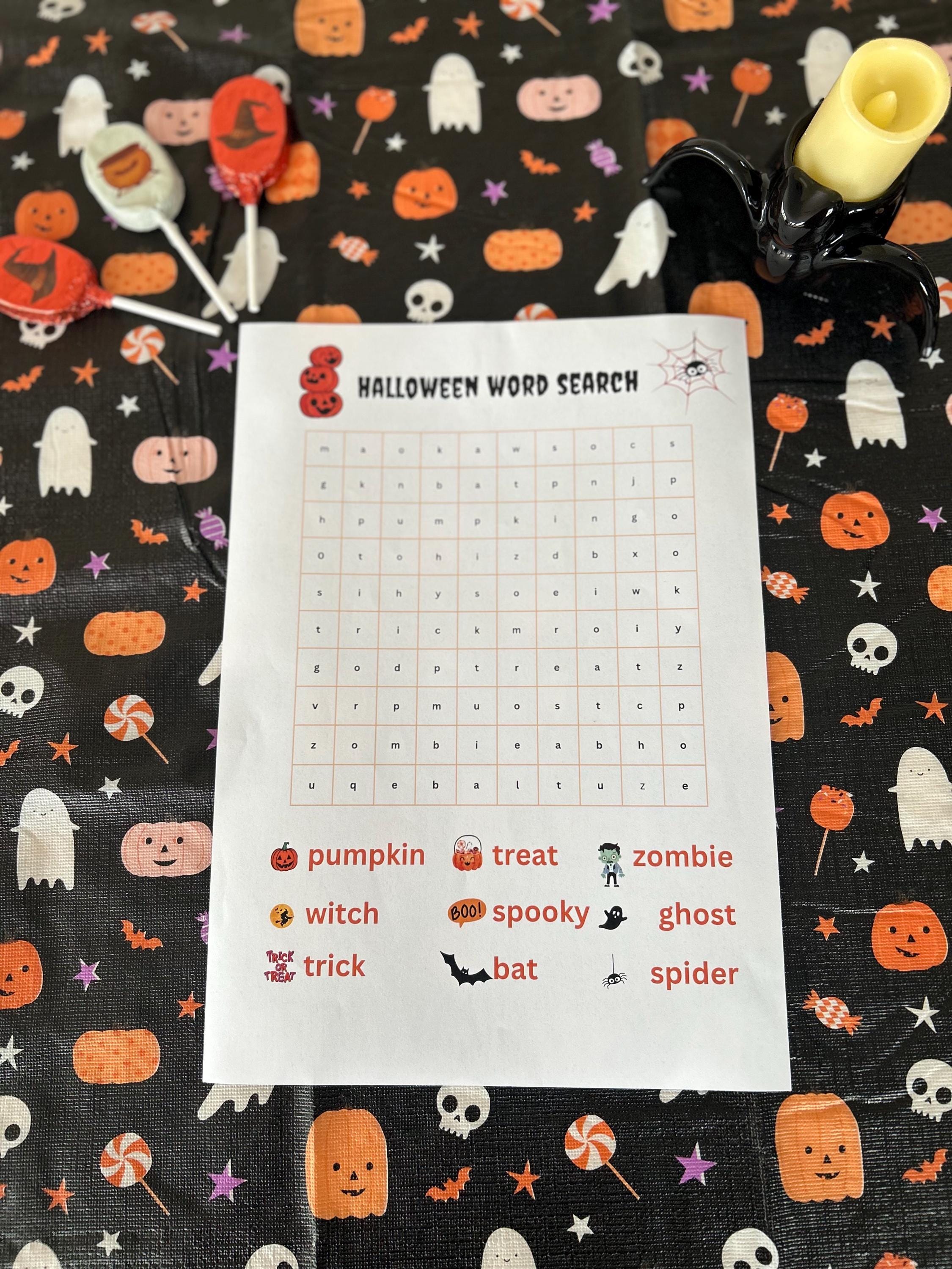 Halloween Themed Wordsearch Activity Sheet for Kids - Etsy UK
