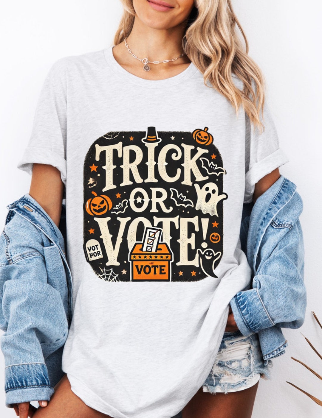 Trick or Vote T-shirt, Fun Halloween Voting Graphic Tee, Spooky Get Out ...