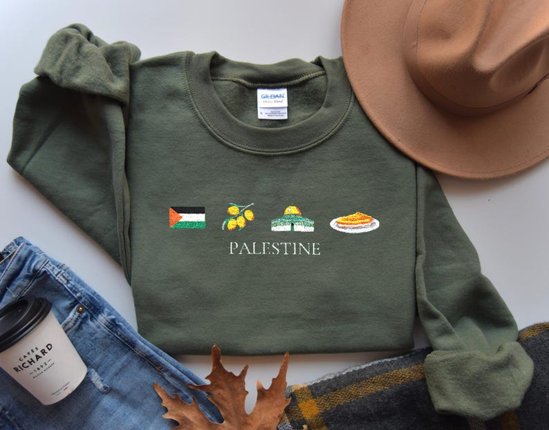 Embroidered Palestine Flag Sweatshirt: Cultural Pride Pullover - Etsy