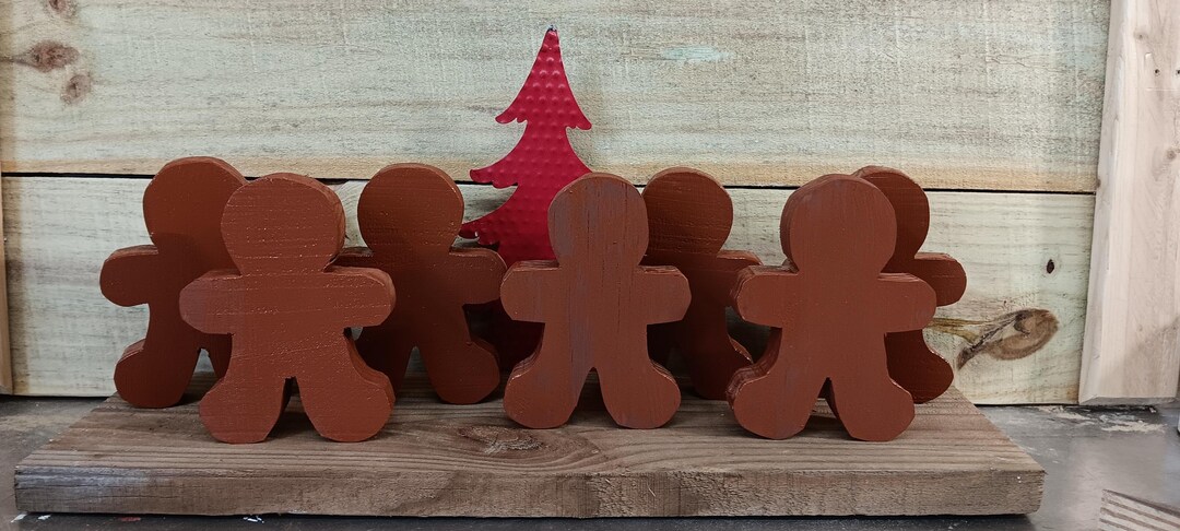 3 Set Chunky 3D Wood Gingerbread Man Shelf Sitters - Etsy