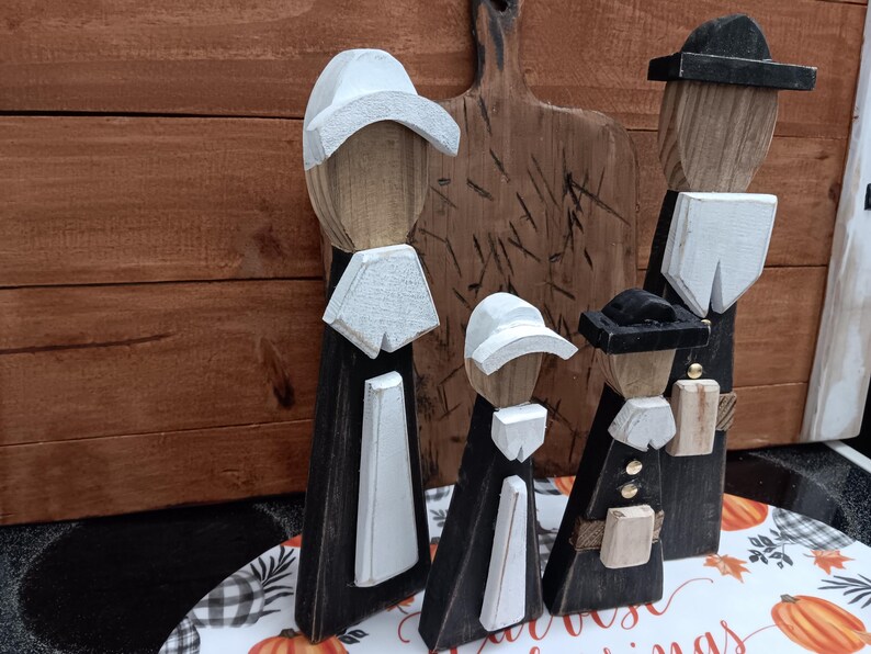 Handmade Reclaimed Wood Primitive Pilgrim Shelf Sitters Thanksgiving ...