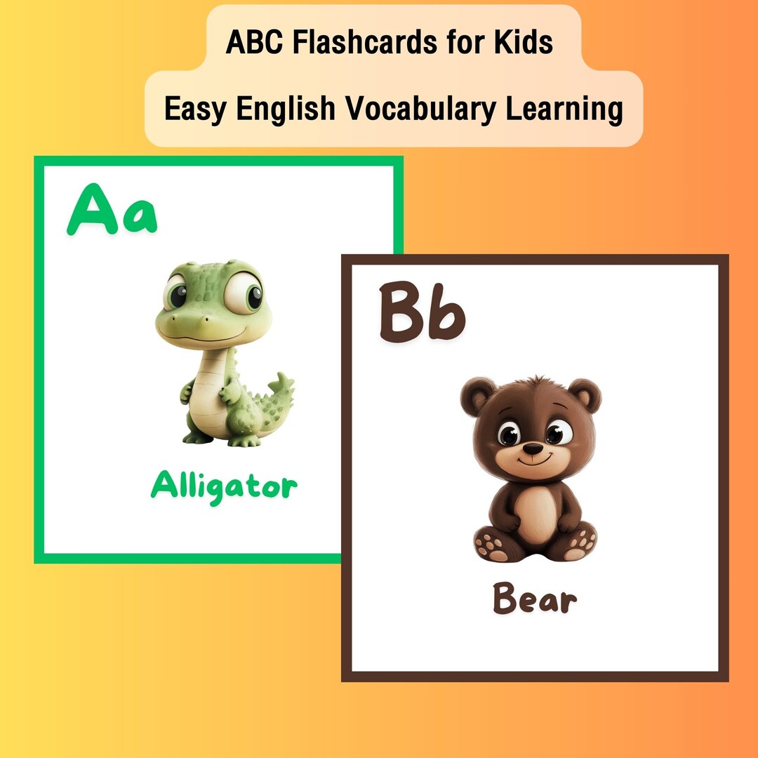 ABC Flashcards for Kids | Easy English Vocabulary Learning | Flashcards ...