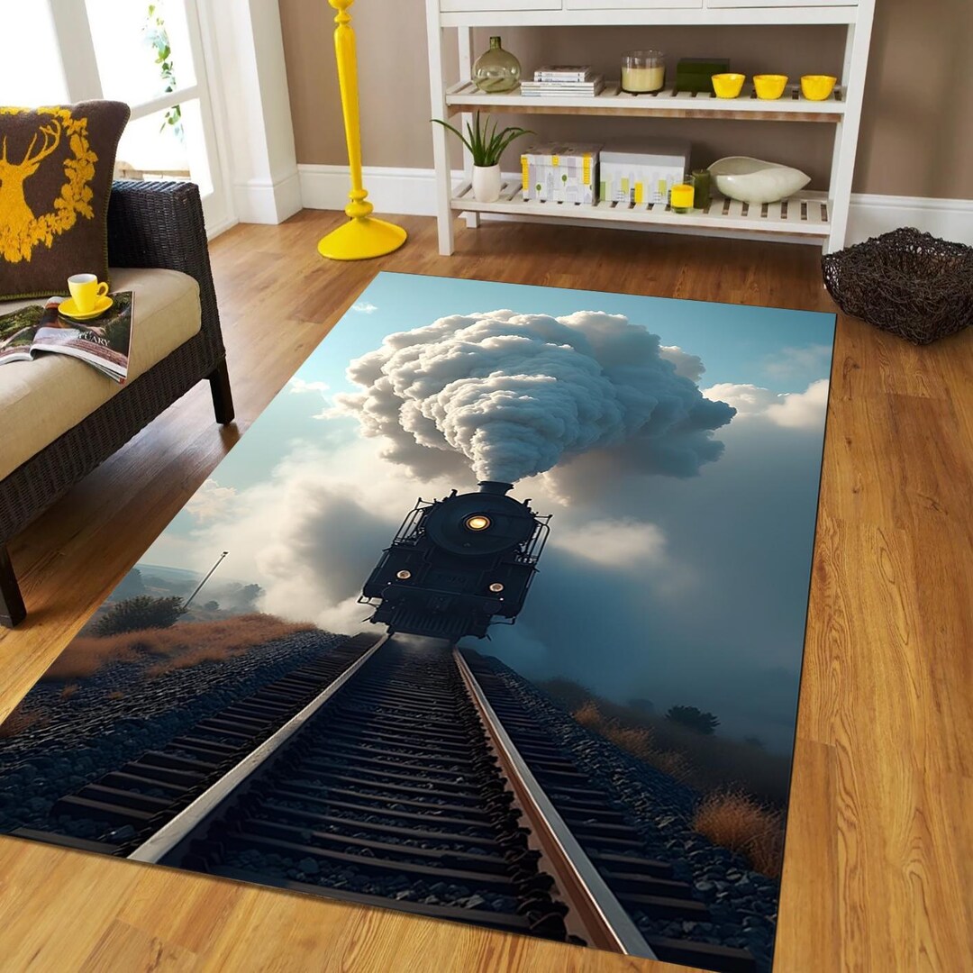 Train Rug,black Train Rug,train Pattern Rug,railway Rug,white Train ...