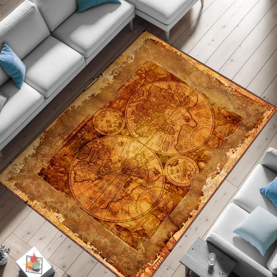 Retro Map Rug,fantastic Rug,magic Rug,map Rug,popular Rug,retro World ...