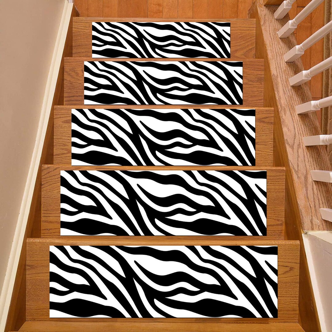 Zebra Print Stair Rug: Animal Decor, Step Pad, Treads Design - Etsy
