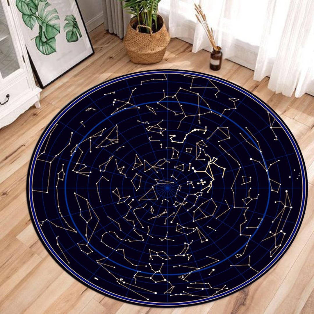 Constellations Rug,astrology Round,sky Themed,galaxy Pattern,space ...