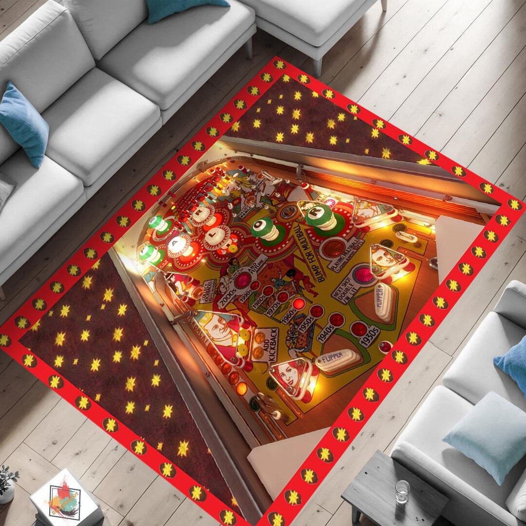 Pinball Rug,pinball Playfield Rug,pinball Decor,game Room Rug,pinball ...