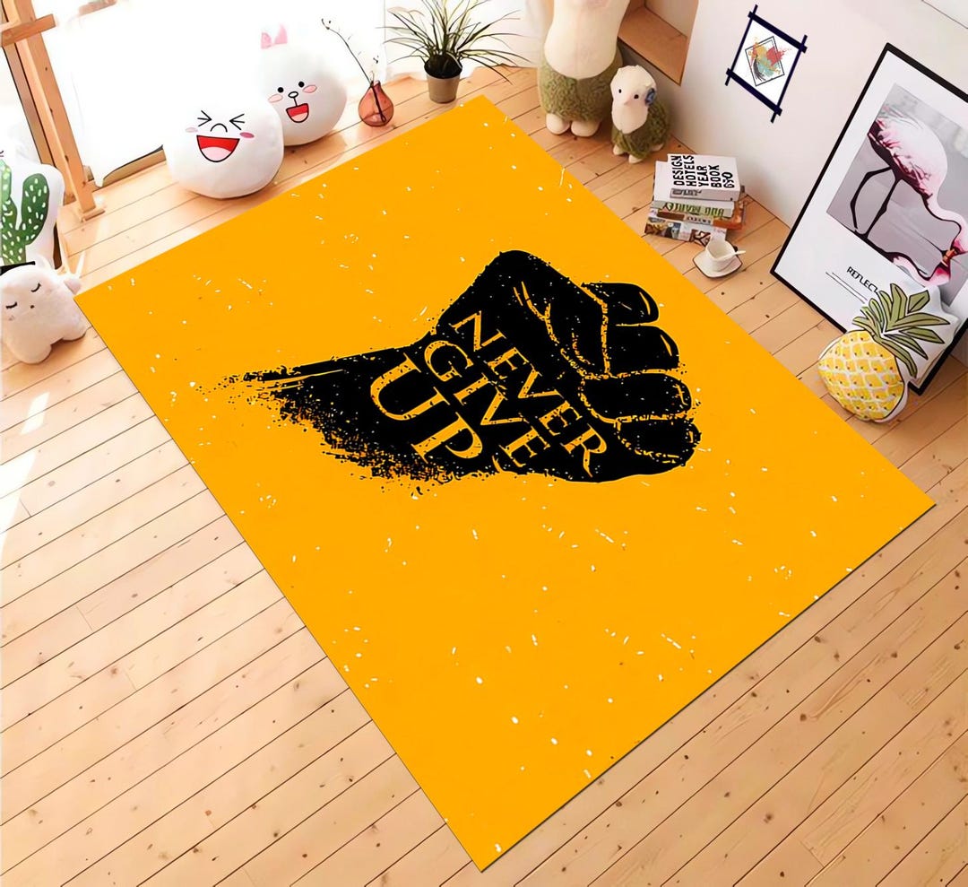 Never Give Up,text Rug,motivational Themed,modern Home Decor,trendy ...