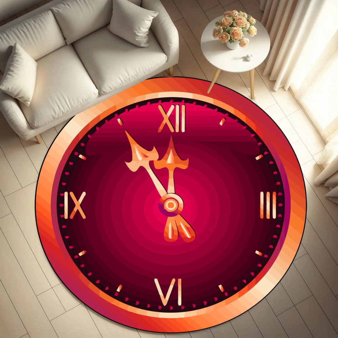 Clock Round Rug,clock Circle Rug,clock Rug,colourful Clock,clock Themed ...