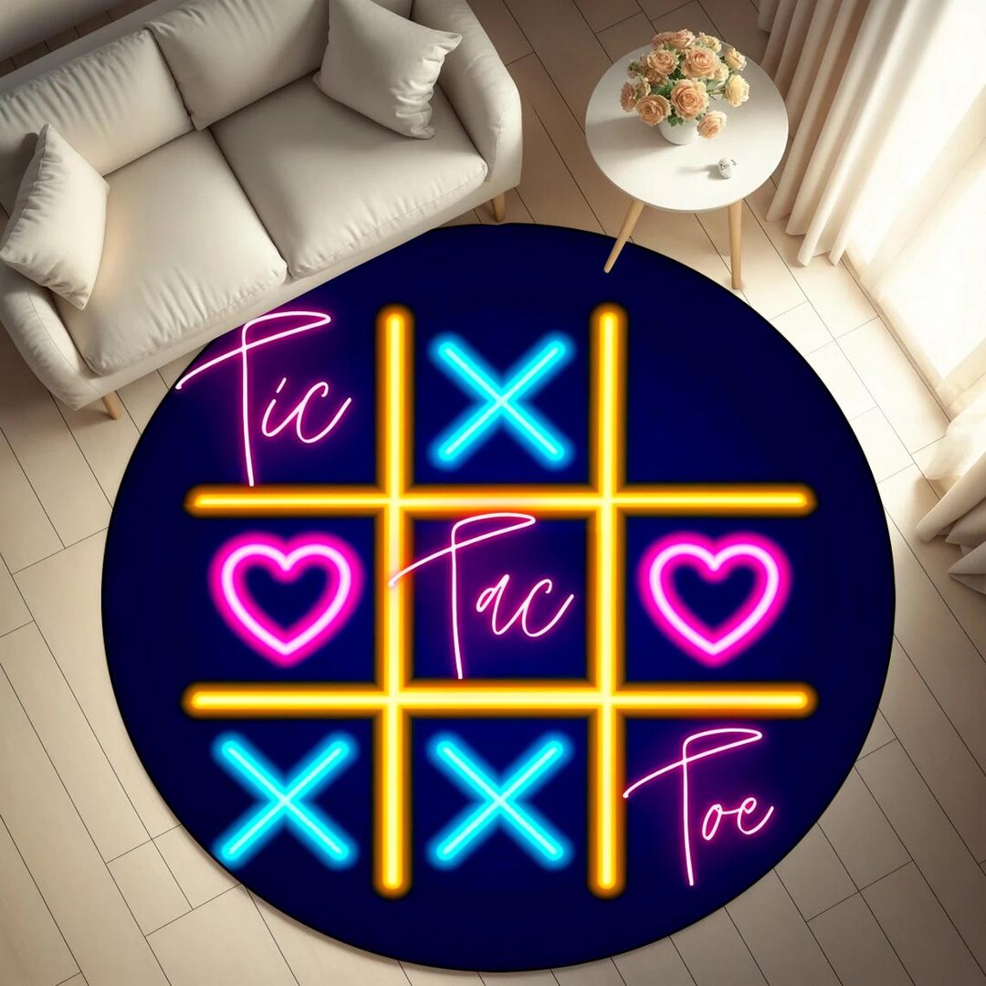 Tic Tac Toe Rug,tic Tac Toe Round,tic Tac Toe Circle,round Rug,circle ...