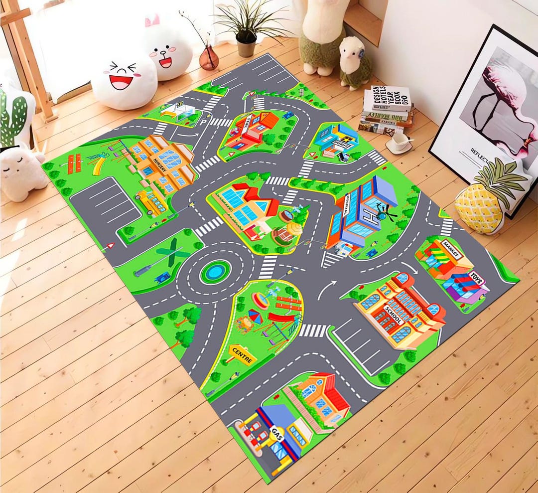 Car Road Rug,road Rug,traffic Rug,car Racing Rug,city Plan Rug,children ...