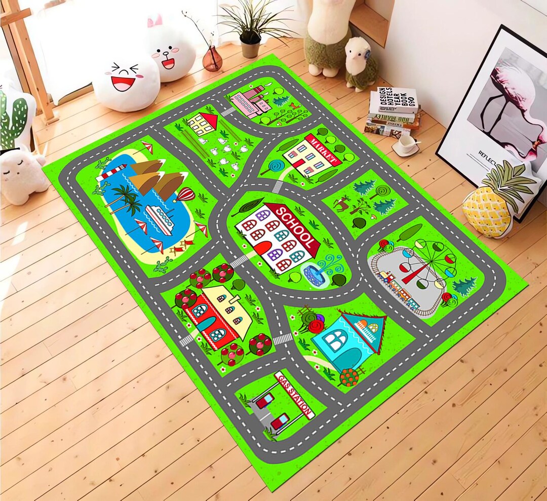 Car Road Rug,car Racing Rug,play Rug,city Plan Rug,kids Room Decor ...