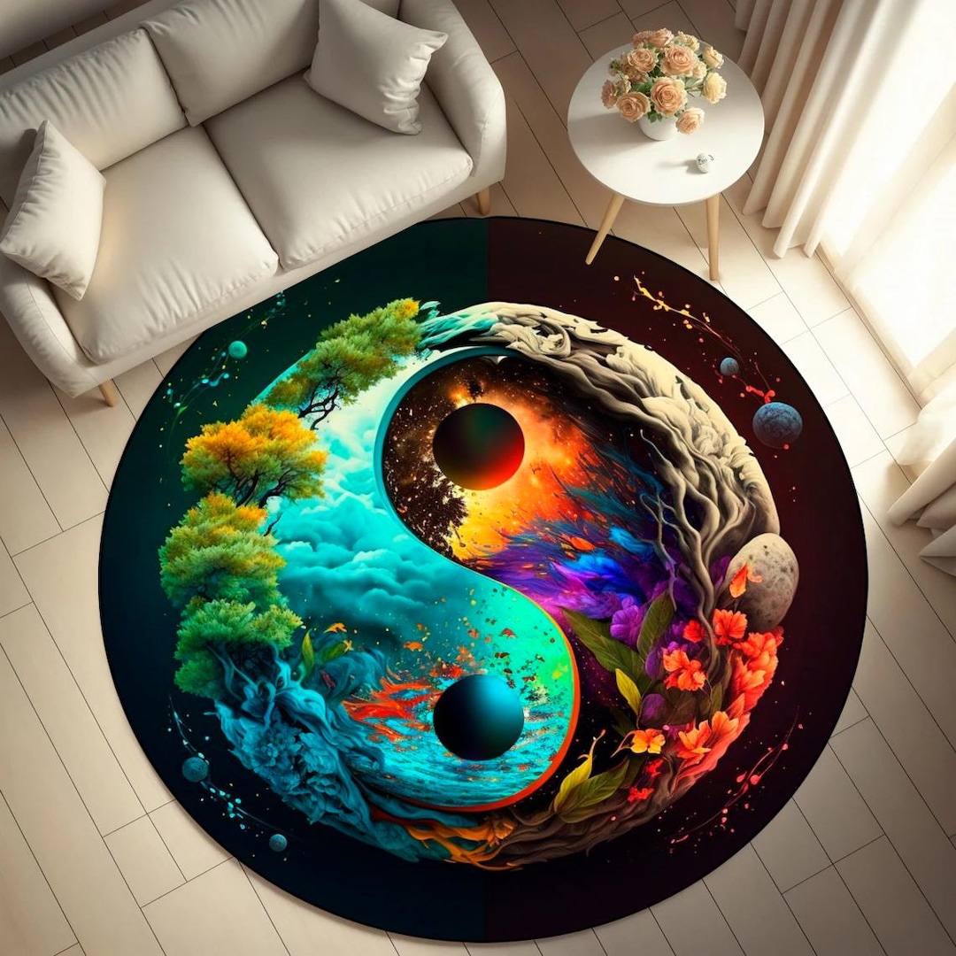 Ying Yang Round,ying Yang Themed,pattern Rug,round Rug,circle Rug ...