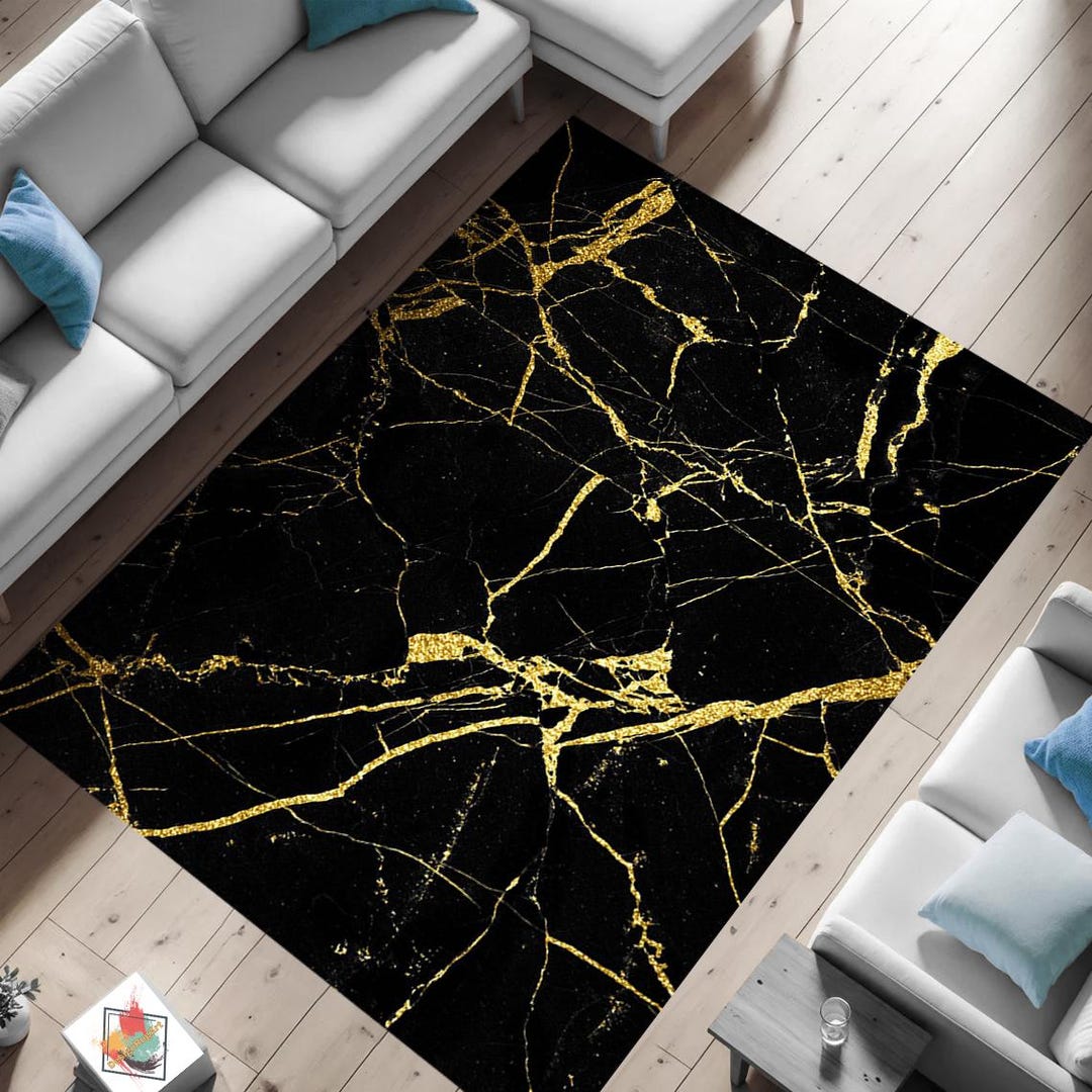 Marble Rug,black Marble Rug,marble Patterned Rug,gold Marble Rug,marble ...