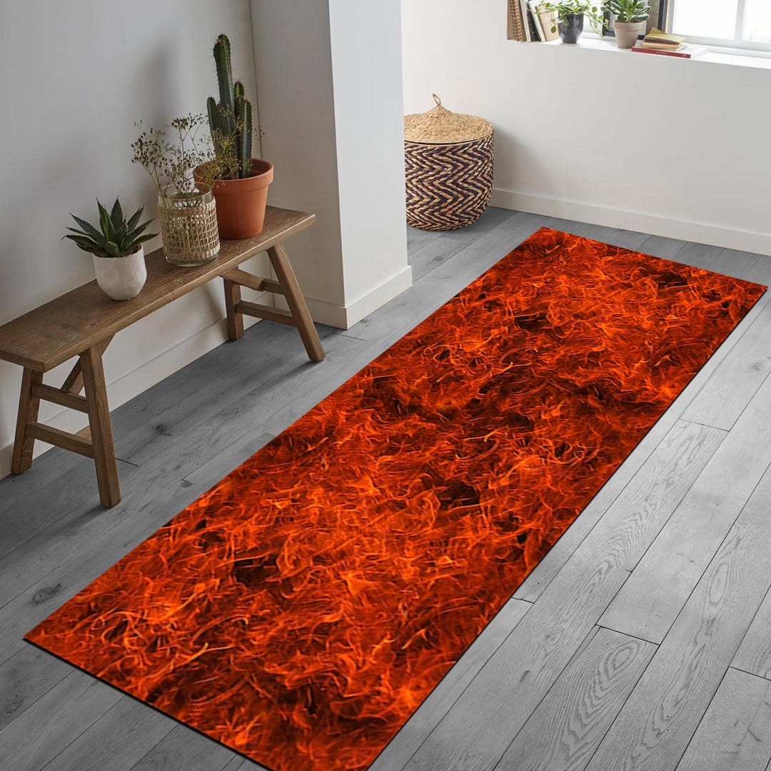 Hot Runner Rug,fire Runner Rug,red Runner Rug,flames Rug,lava Runner ...