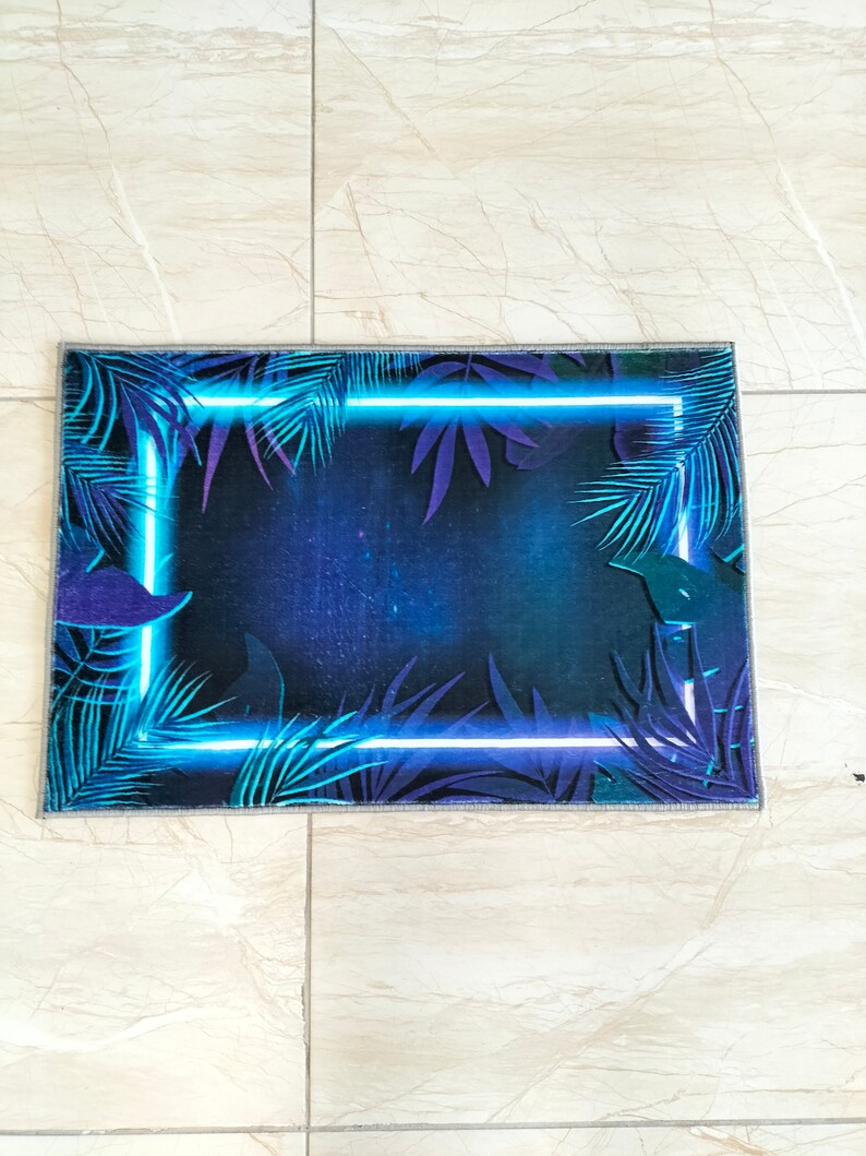 Neon Tropical Rug: Game Room Design, Home Decor - Etsy