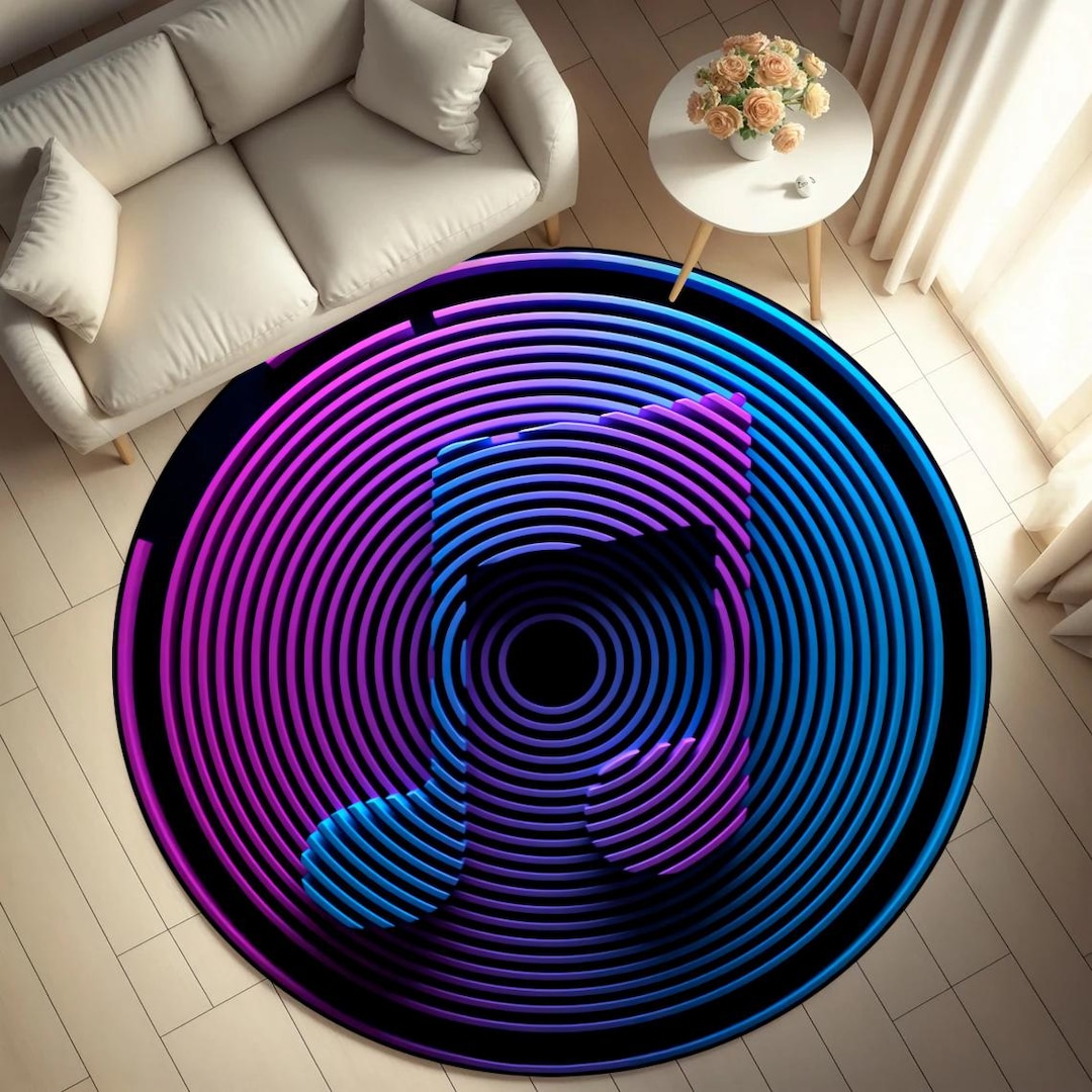 Music Round Rug ,music Note Rug, Musical Notes Pattern Rug, Round Rug ...