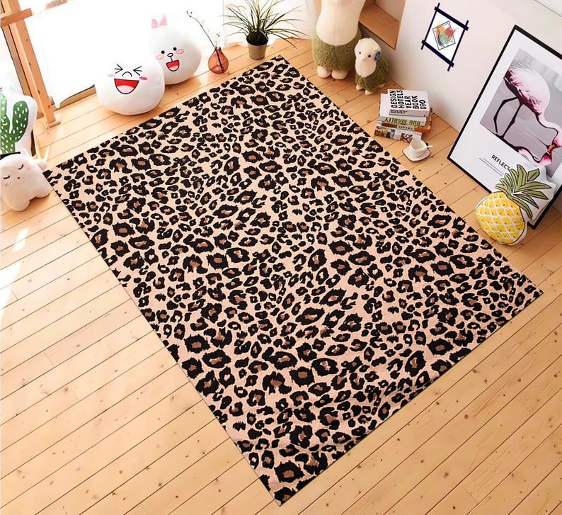 Leopard Rug,leopard Pattern Rug,leopard Themed Rug,animal Decor Rug ...