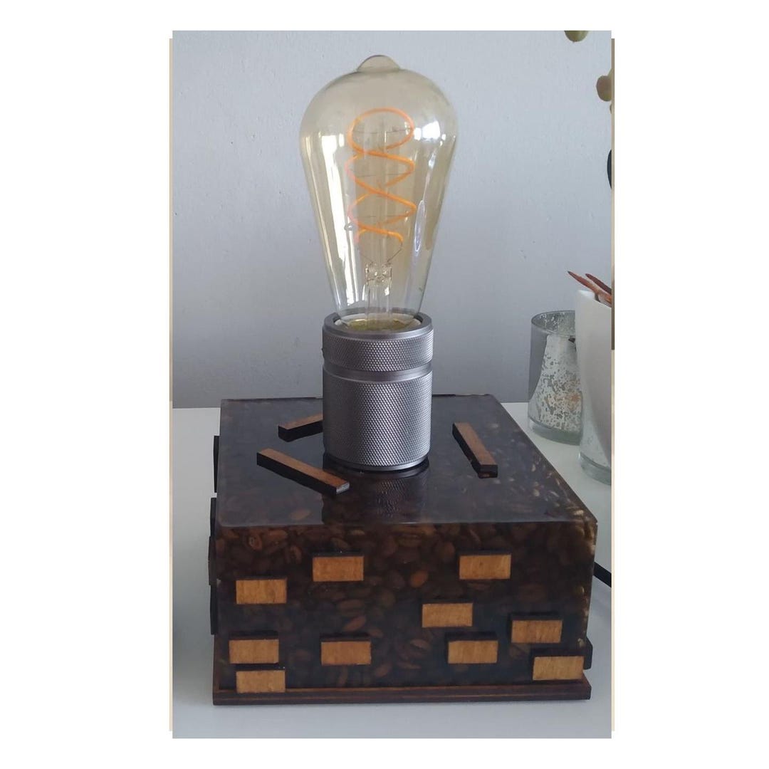Lamp Epoxy Resin Coffee Wood Edison Industrial Steampunk Lamp Night ...