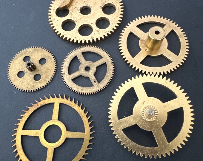 Vintage Large Clock Gears and Cogs Brass Gears Large Sized Gears for ...