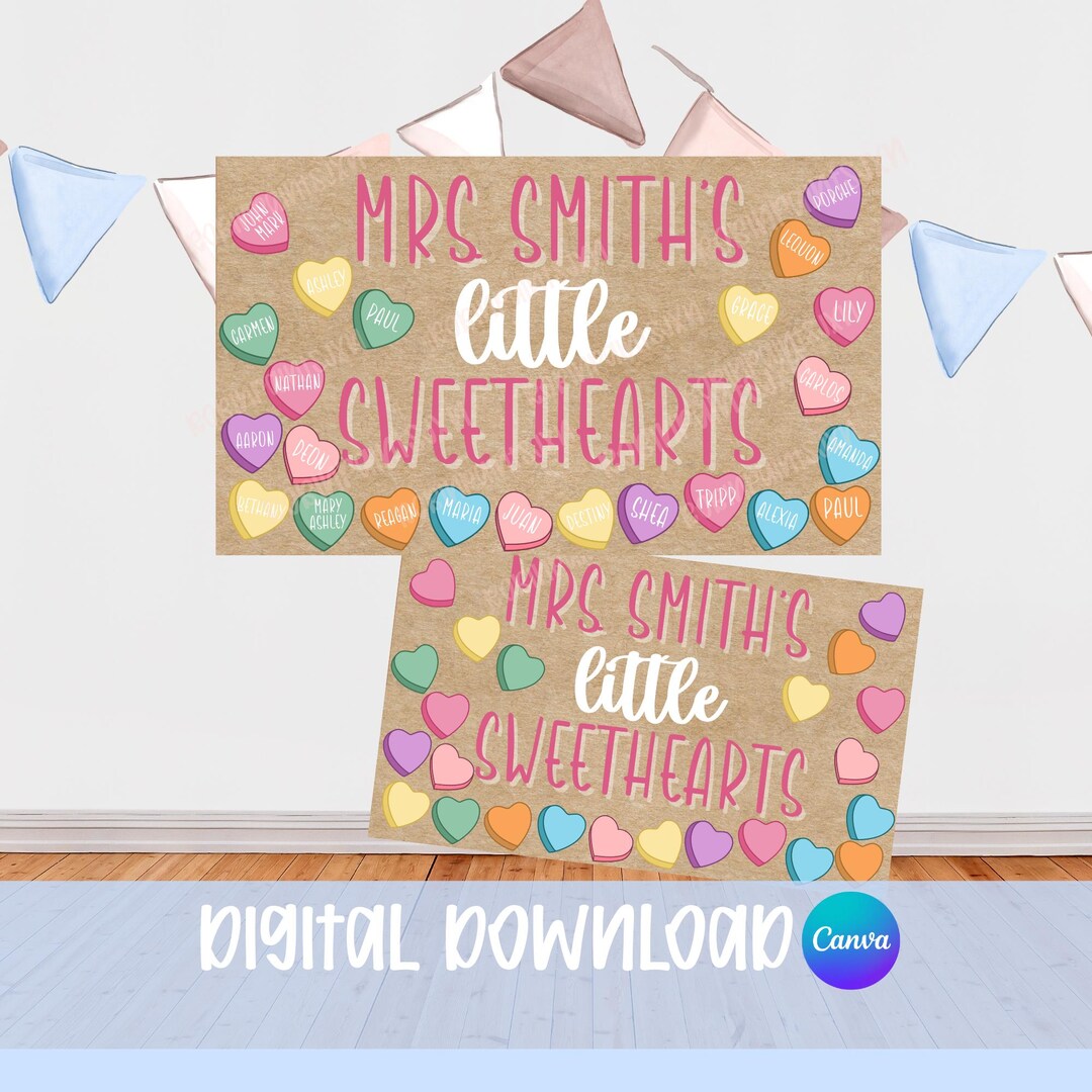 Teacher Little Sweethearts Banner Template, DIY Editable Canva Banner ...