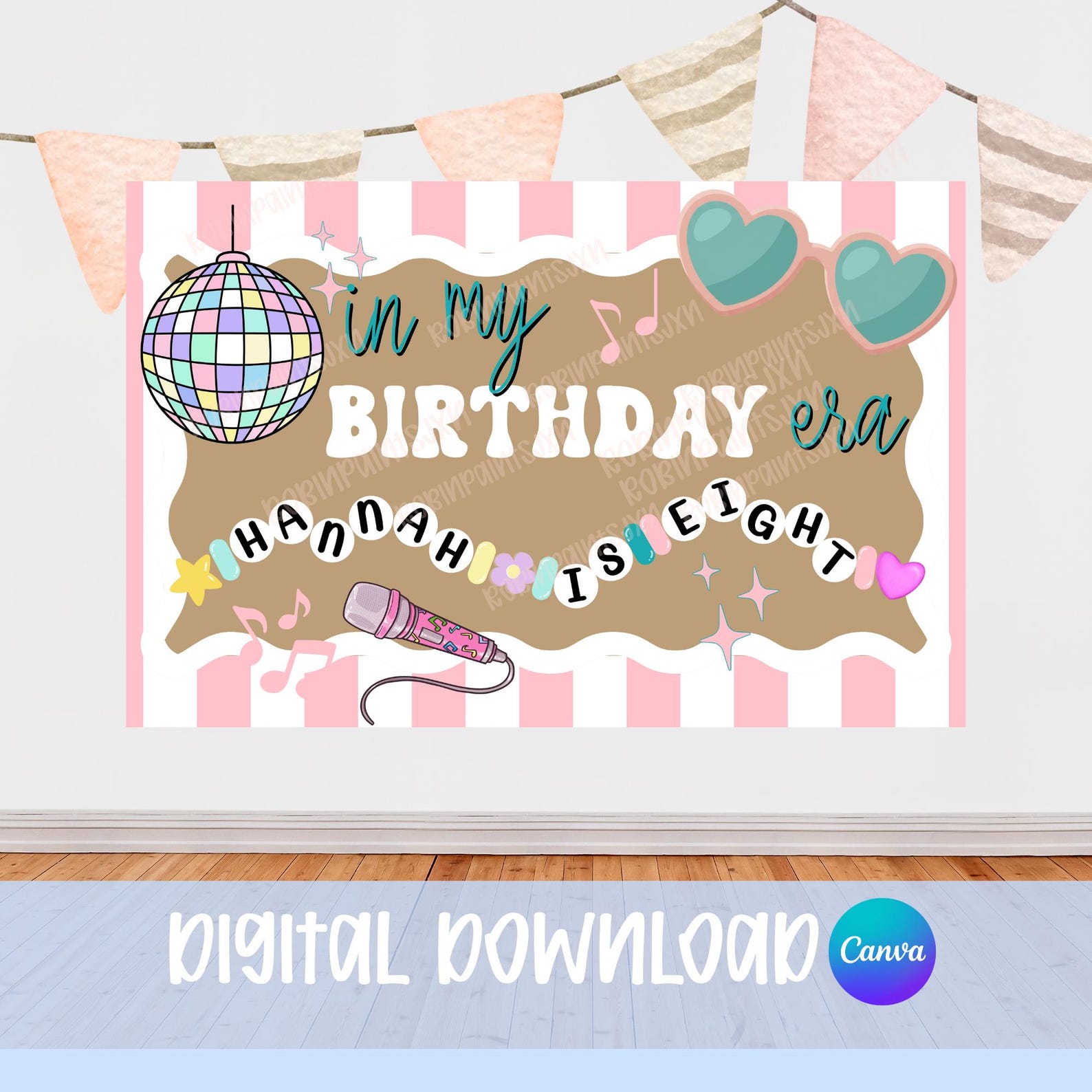 In My Birthday Era Banner Template, Girly Party Decor Digital Download ...