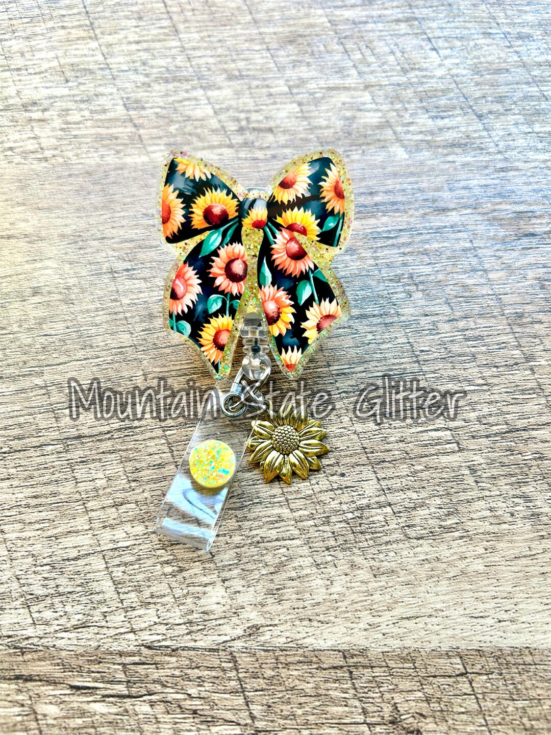 Sunflower Coquette Bow Acrylic Badge Reel - Etsy