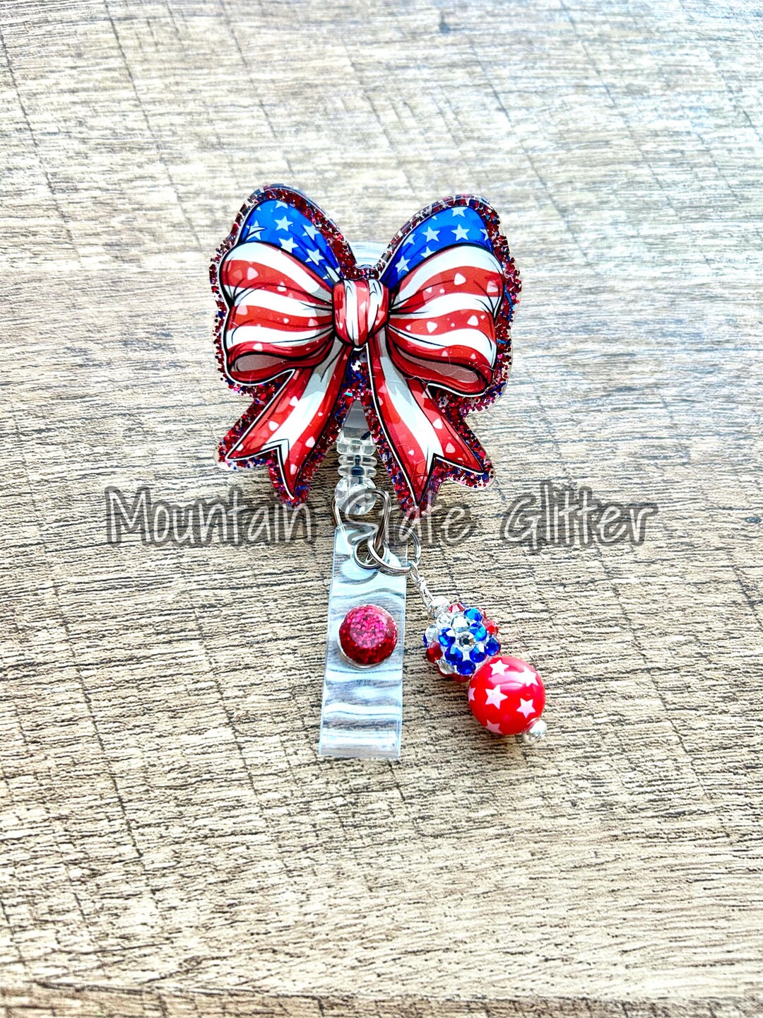 Patriotic Coquette Bow Acrylic Badge Reel - Etsy