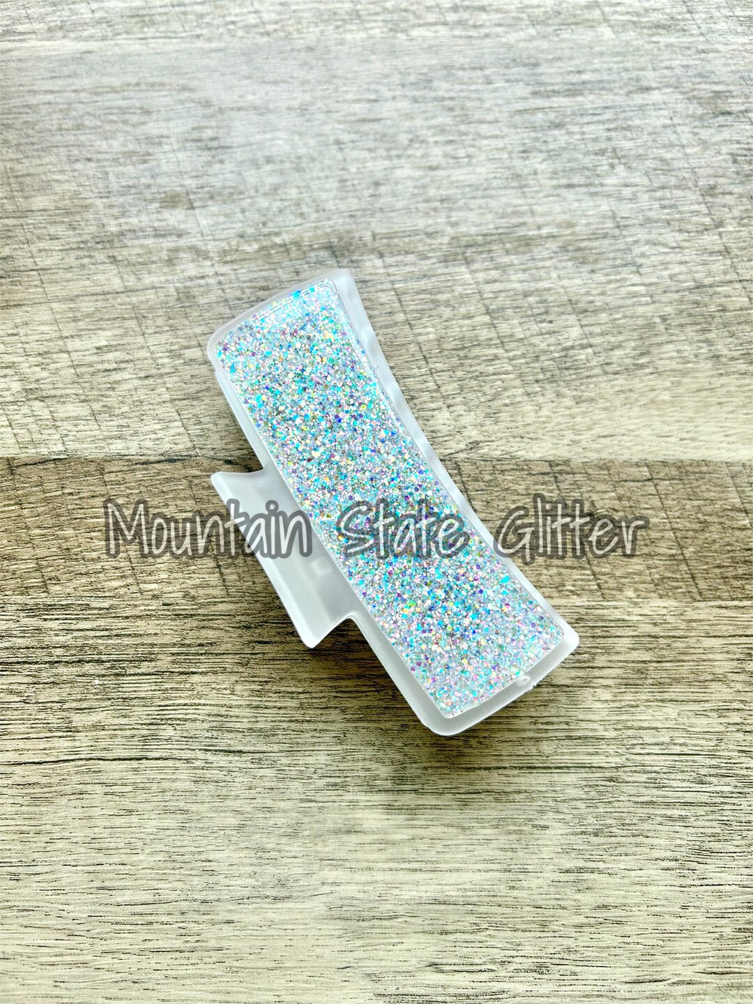 Beautiful White/clear Glitter Acrylic Hair Claw Clip - Etsy