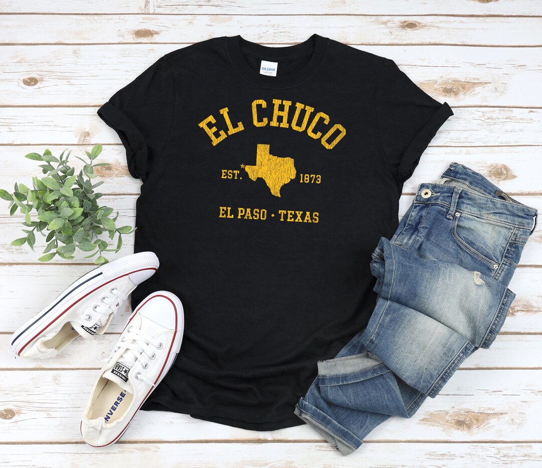 EL CHUCO Shirt, Unisex El Paso Shirt W. State Outline Drawing in White ...