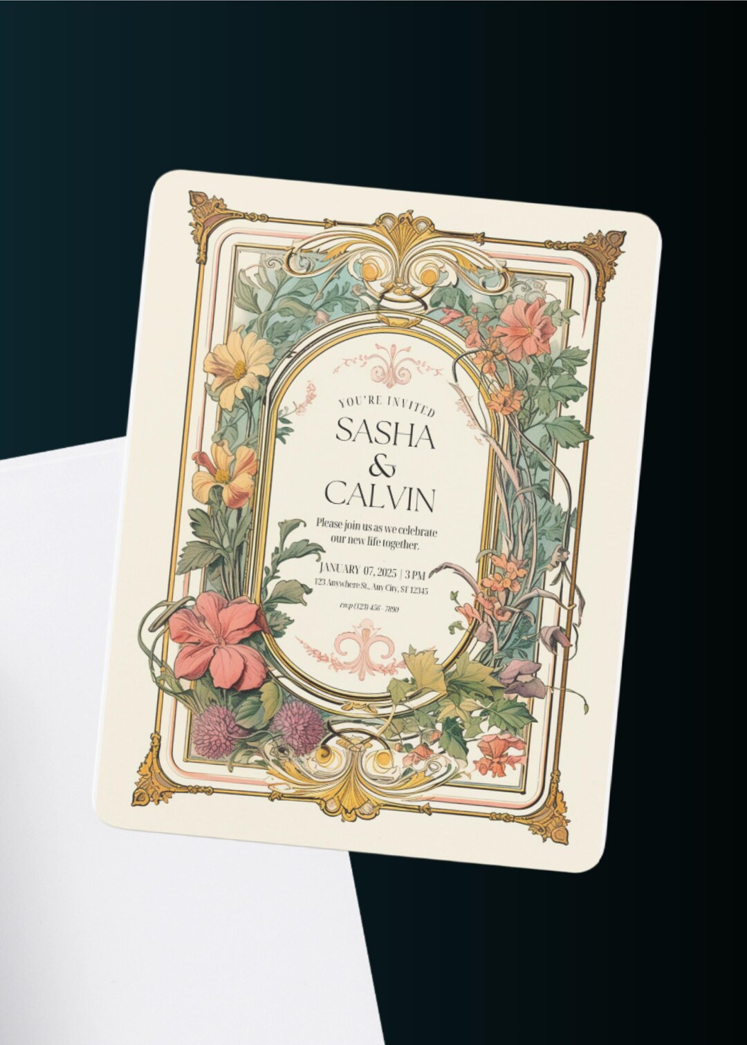 Vintage Floral Wedding Invitation - Etsy