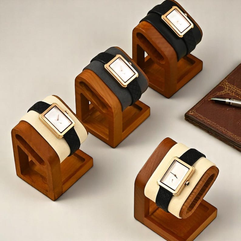 Wooden Watch Display Stand – Solid Wood Bracelet Holder for Men & Women ...
